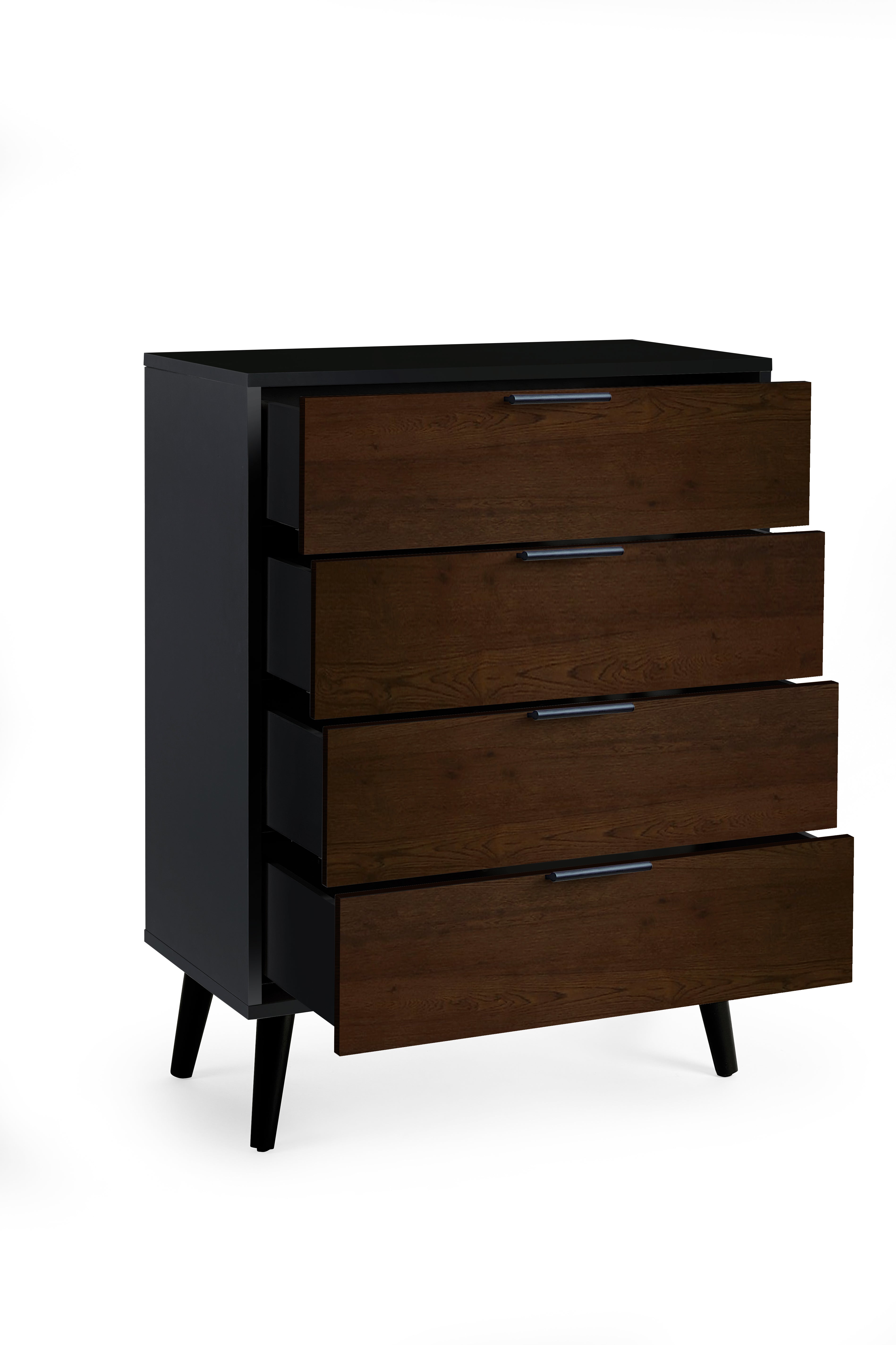 Asa 4 Drawer Chest Walnut/Black – Honeypot Furniture