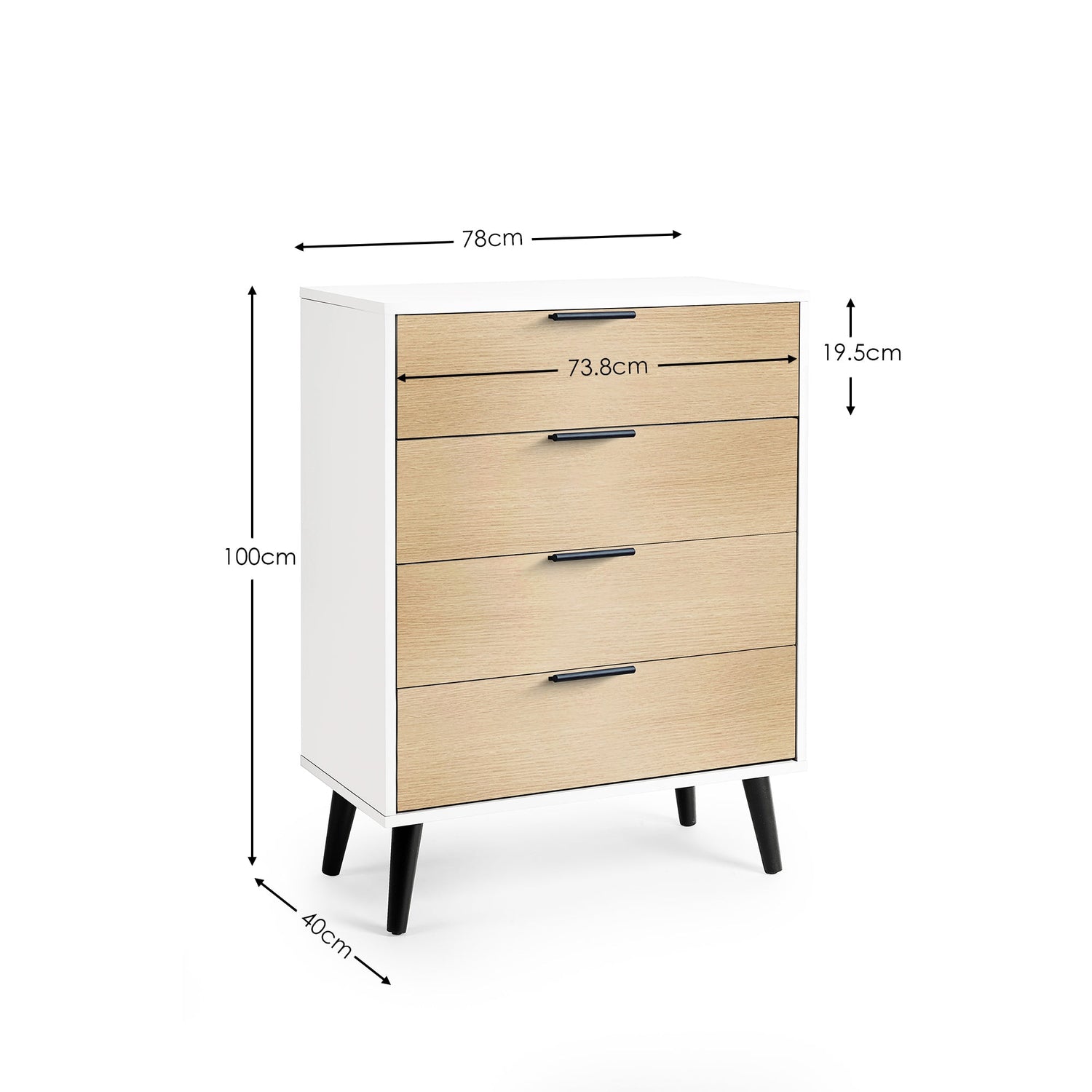 Asa 4 Drawer Chest White/Oak – Honeypot Furniture