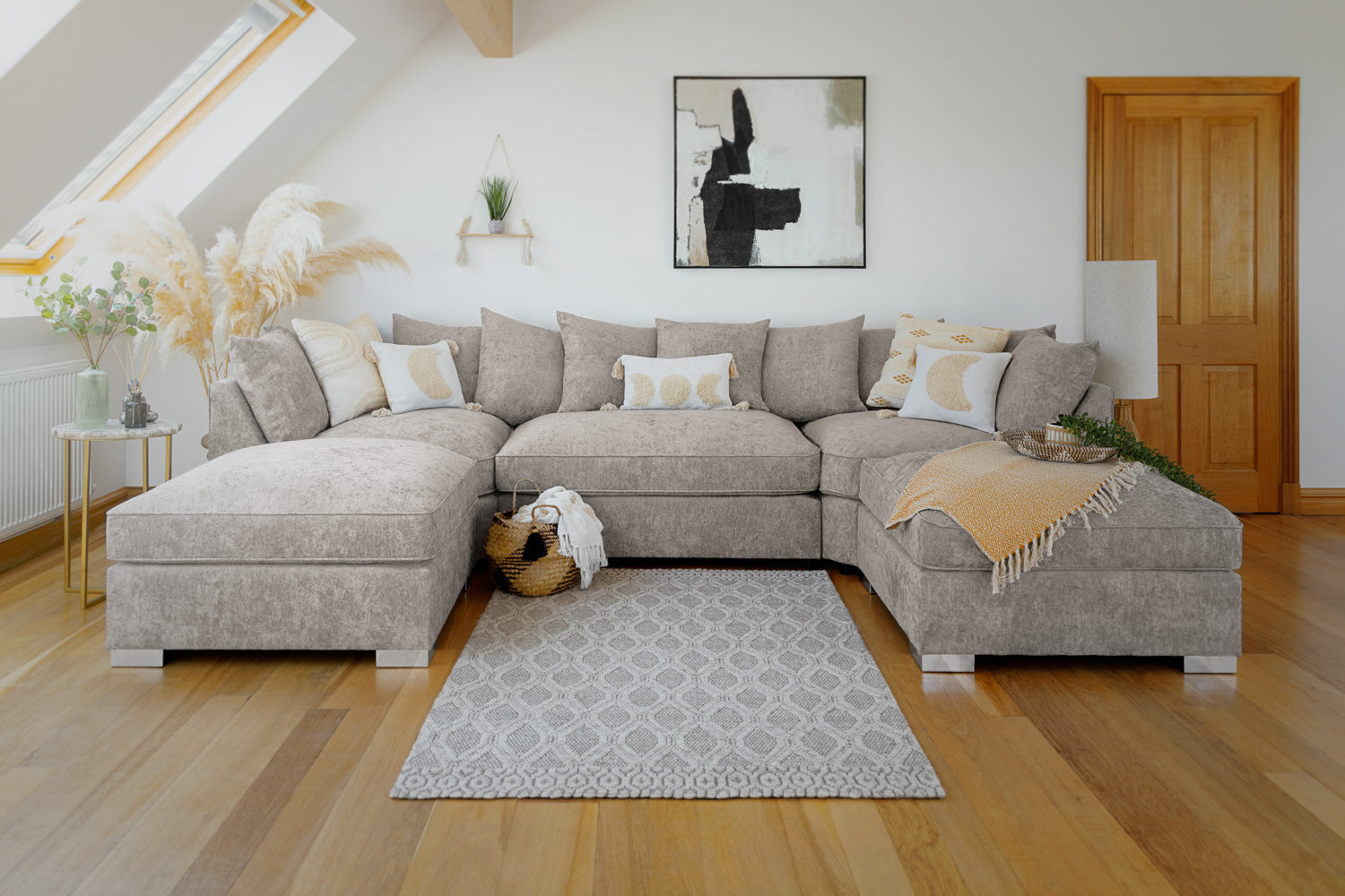 Bishop Scatterback Sofa Truffle U Shape Corner Fabric Sofa Honeypot Furniture