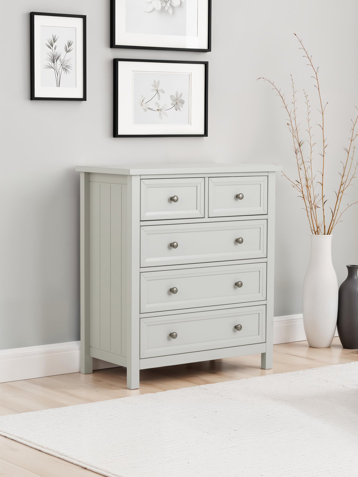 Marisol 3 + 2 Drawer Chest Dove Grey – Honeypot Furniture